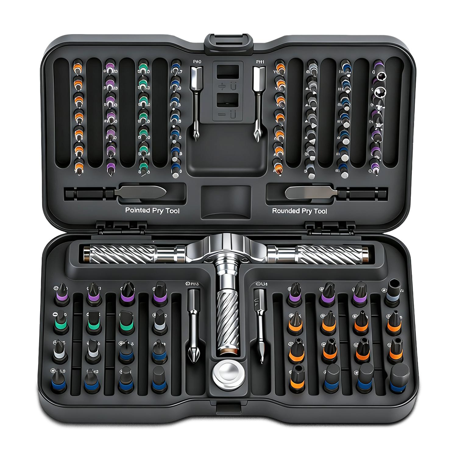 100-Piece Magnetic Screwdriver Set, S2 Steel Tips, Replaceable ...
