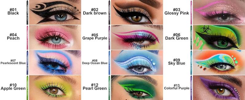 【Holiday Haul】15Colorful Eyeliner Pen Set, Colors Eye Shadow Pencil ...