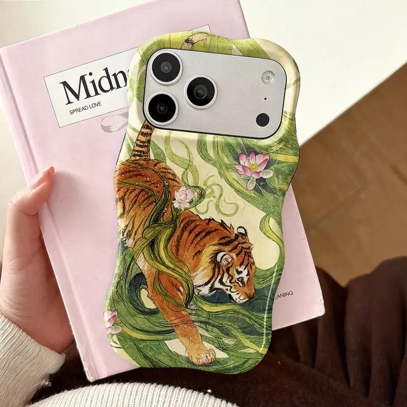 FLBL-Watercolor Tiger & Lotus Phone Case,Traditional Japanese Ukiyo-e ...