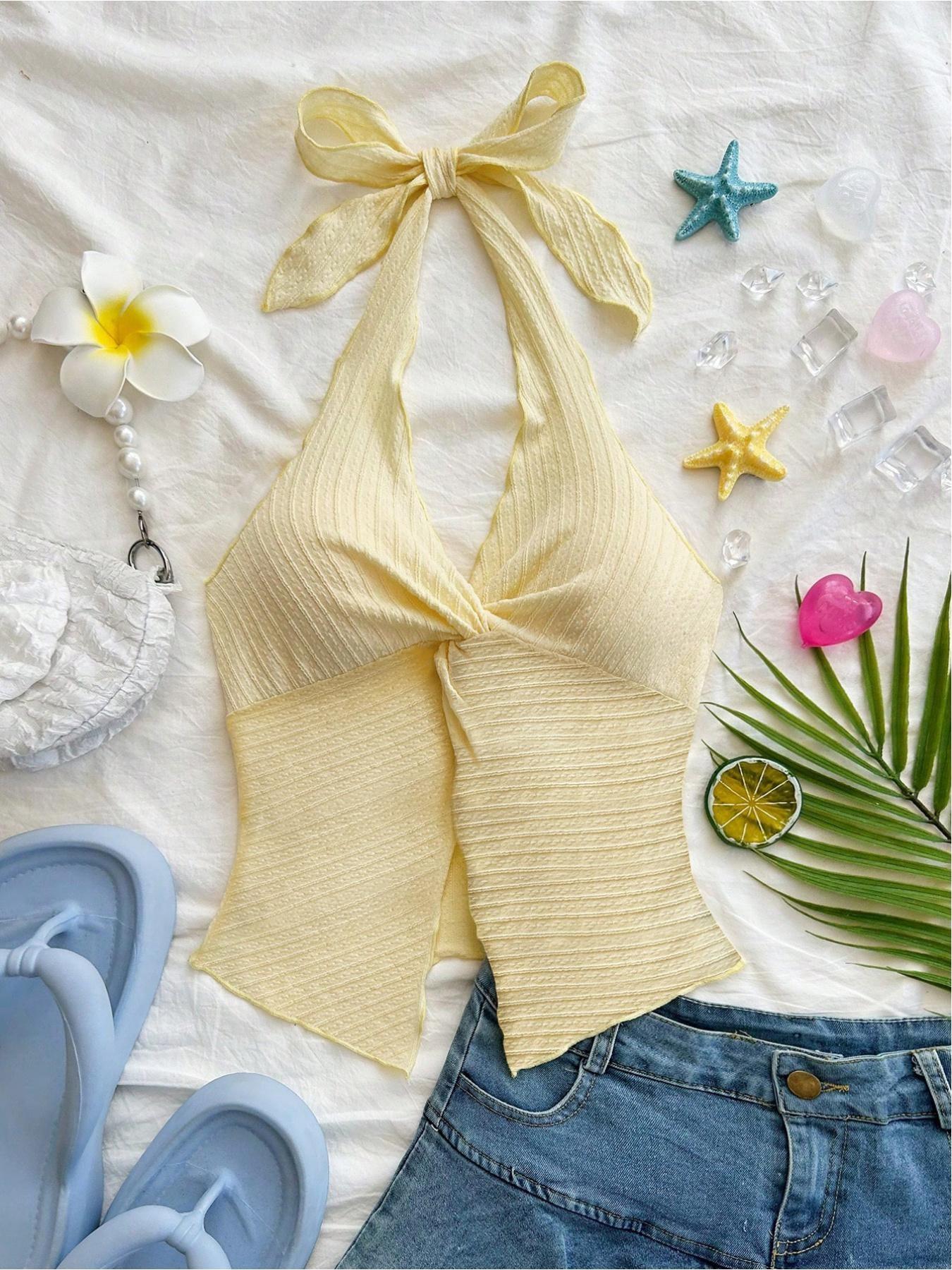 Fashion Elegant Versatile Sexy Women's Tank Top, Casual Fitted Plain ...