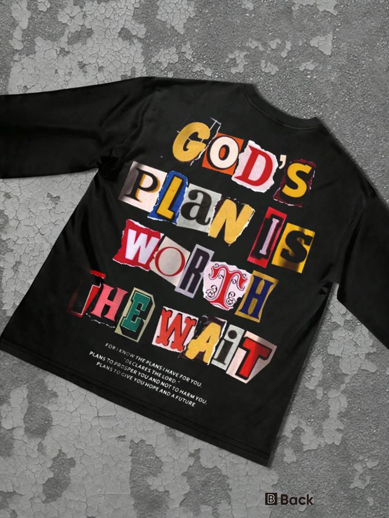 Unisex Letter Print Long Sleeve T-Shirt, Casual Fashion Comfortable ...