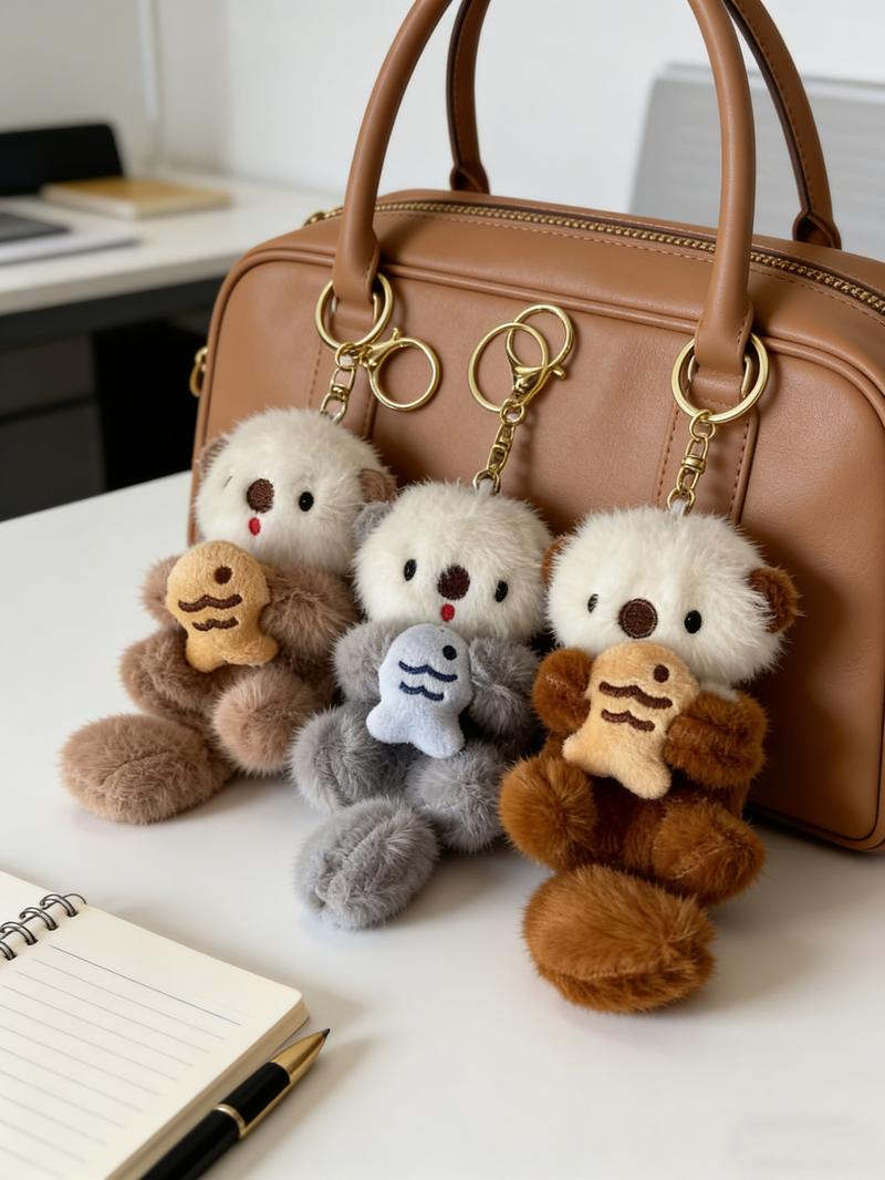 Cute Otter Plush Toy Keychain, Animal Pendant Charm, Birthday Gift ...