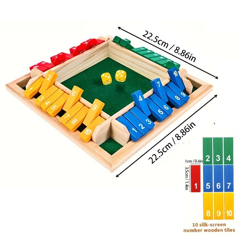 Shut The Box Game for 2-4 Players, Wooden Dice Family Game, Classic ...
