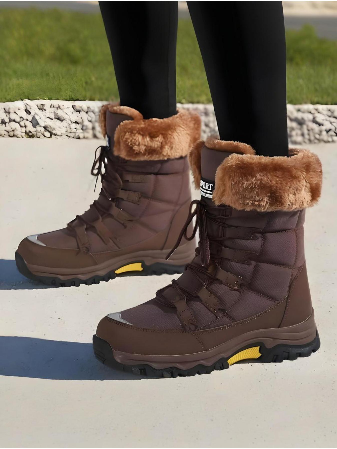Women's Fleece-Lined Beige Snow Boots - Stylish & Cozy - TikTok Shop