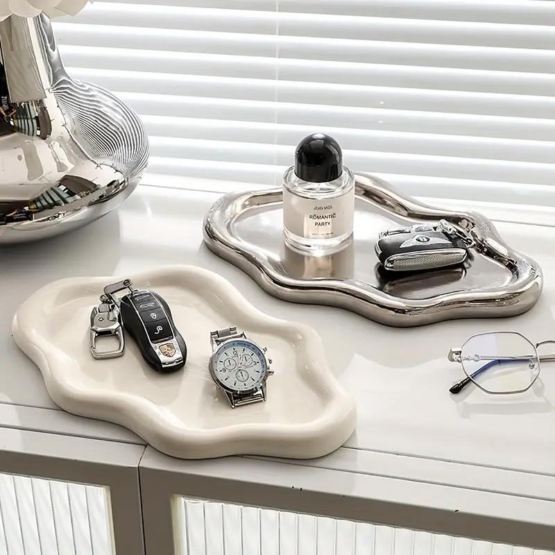 ☁️ Elevate Your Vanity Aesthetic. Irregular Wavy Ceramic Jewelry Tray ...