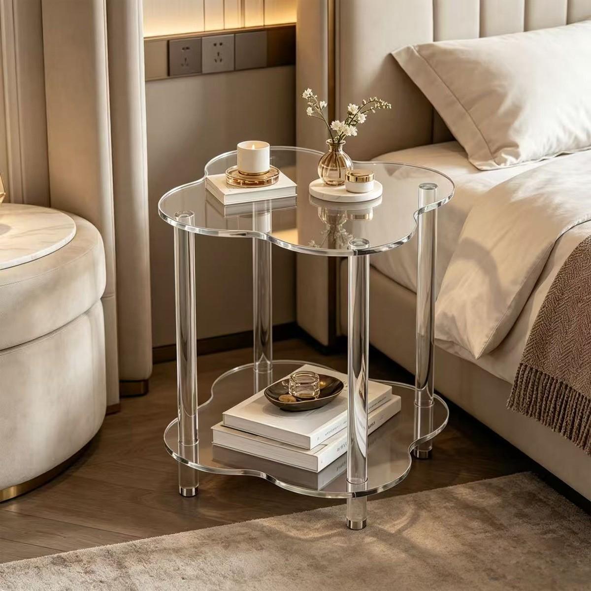 Acrylic Transparent Side Table, Cloud Shape Design, Dual Layer, Elegant ...