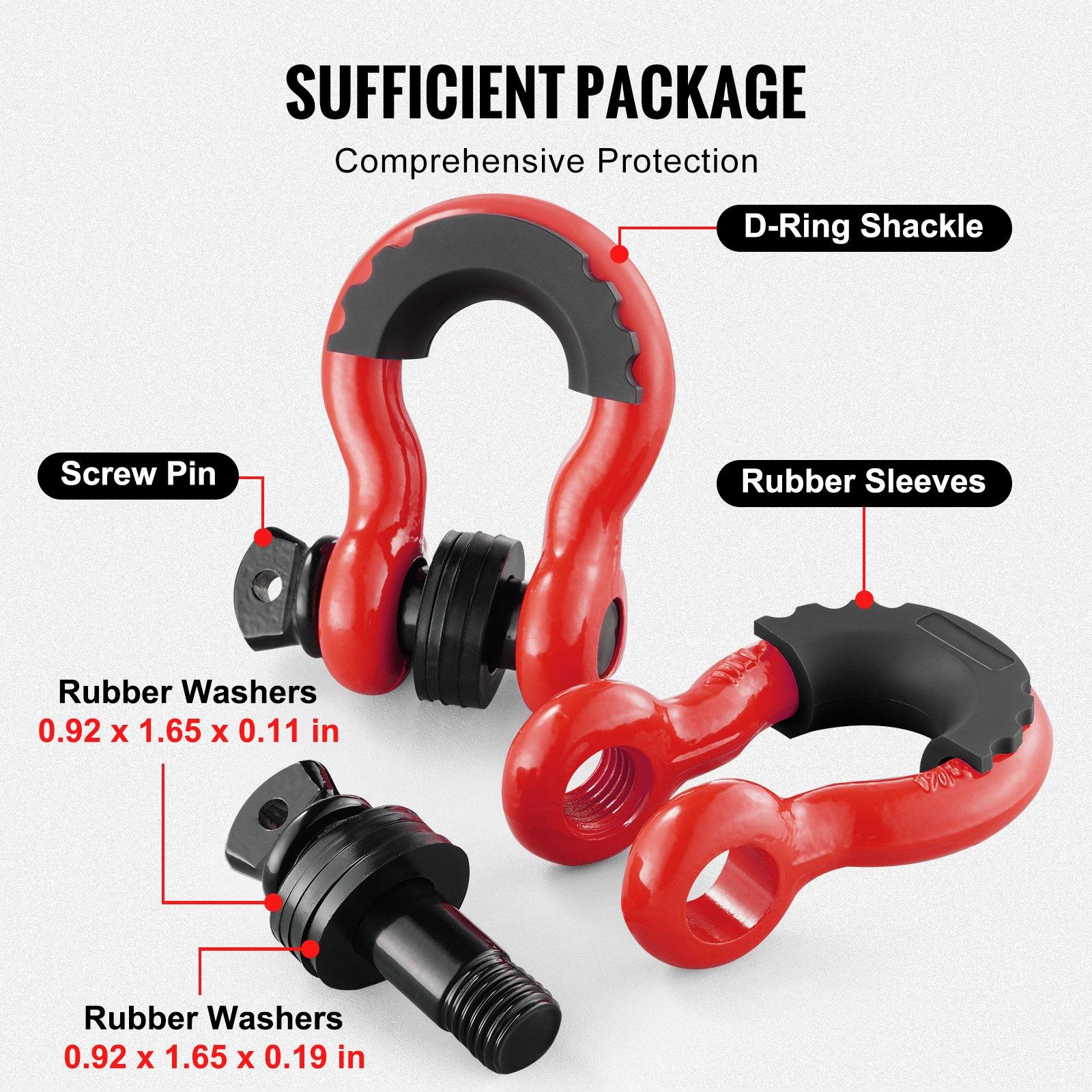 VEVOR 3/4" D-Ring Shackle, 2 Pack Alloy Steel Shackles 62832 lbs (28.5 ...