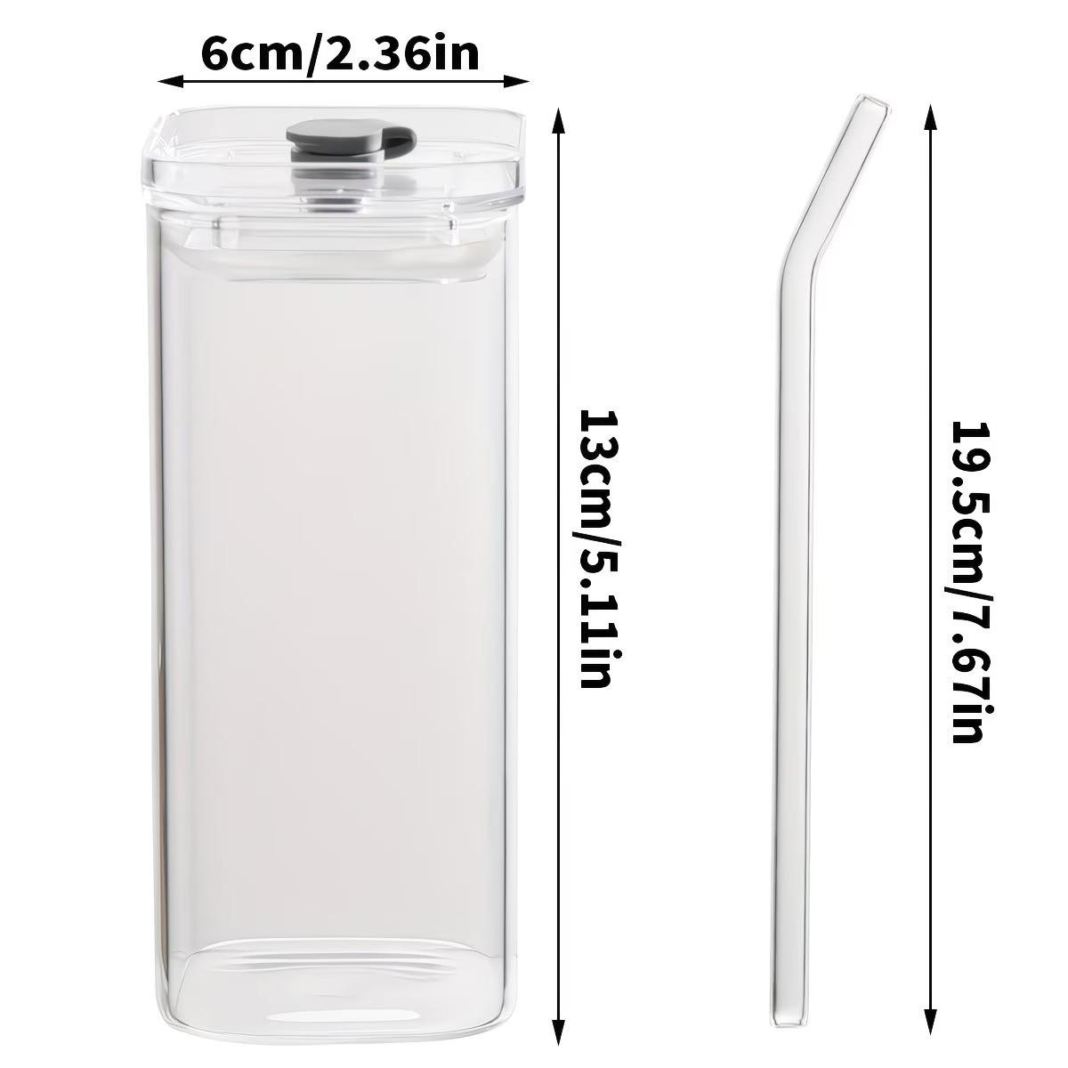 1 Sets Modern Square High Borosilicate Glass Cups With Lids And Glass ...