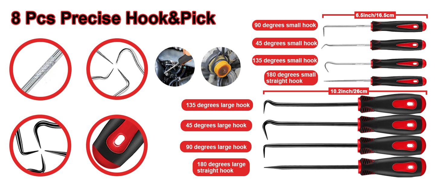 15Pcs Carbon Steel Precision Pick & Hook and Trim Removal Tool Set with ...