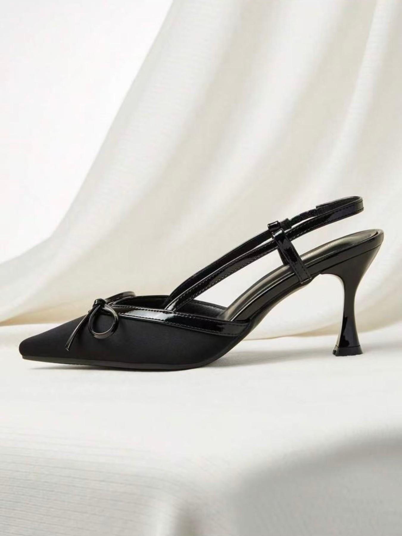 Women's Pointed Toe Stiletto Heels, Bow Design, Buckle, Medium Width ...
