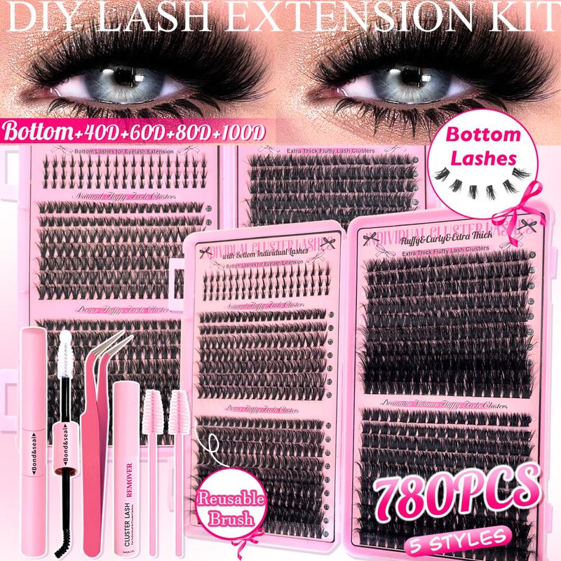 Eyelash Extension Kit, DIY Lash Kit, 1 Set False Eyelashes with Eyelash ...