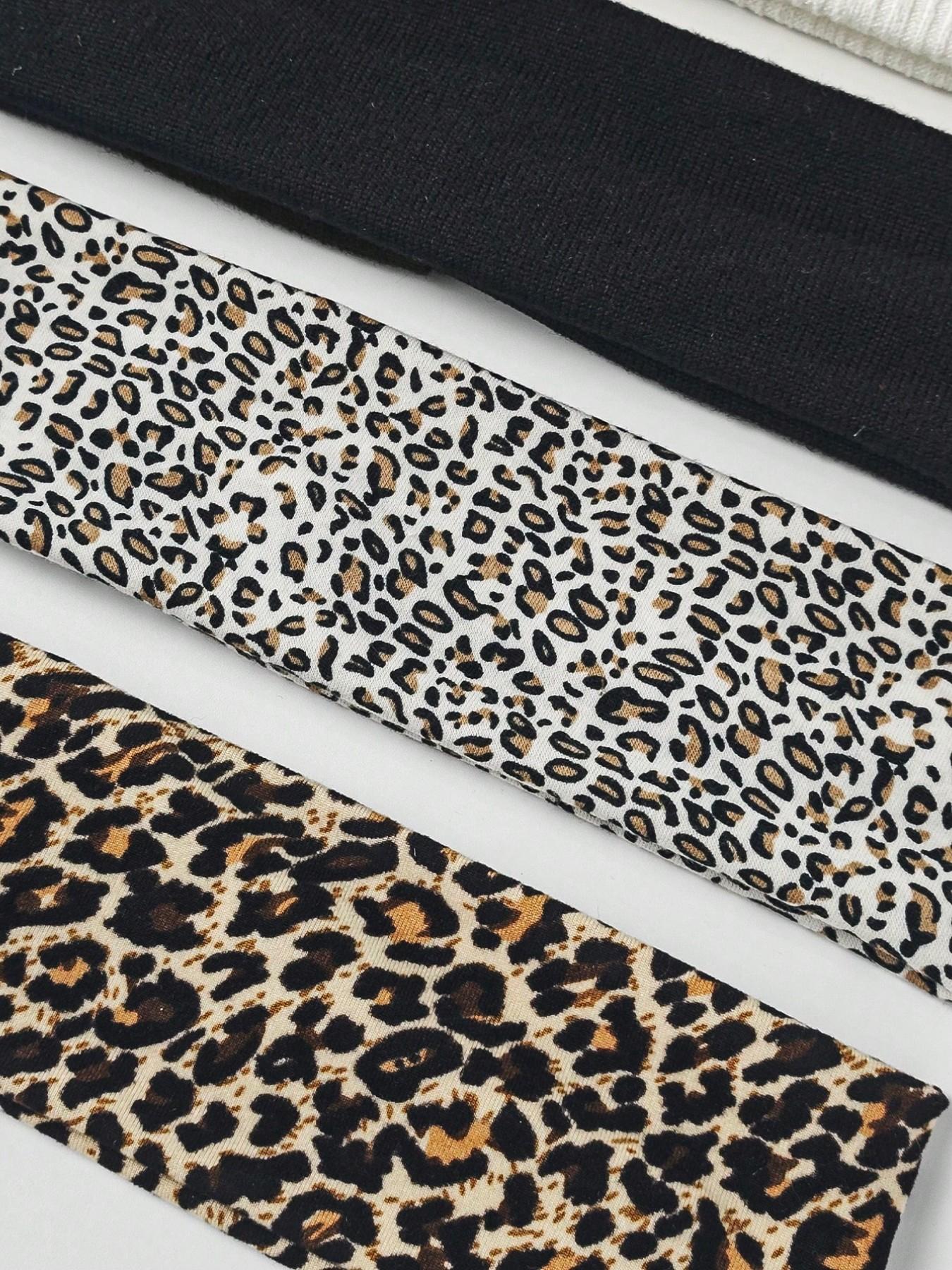 5pcs Headband Set Versatile Satin Leopard Print Headbands, Women ...