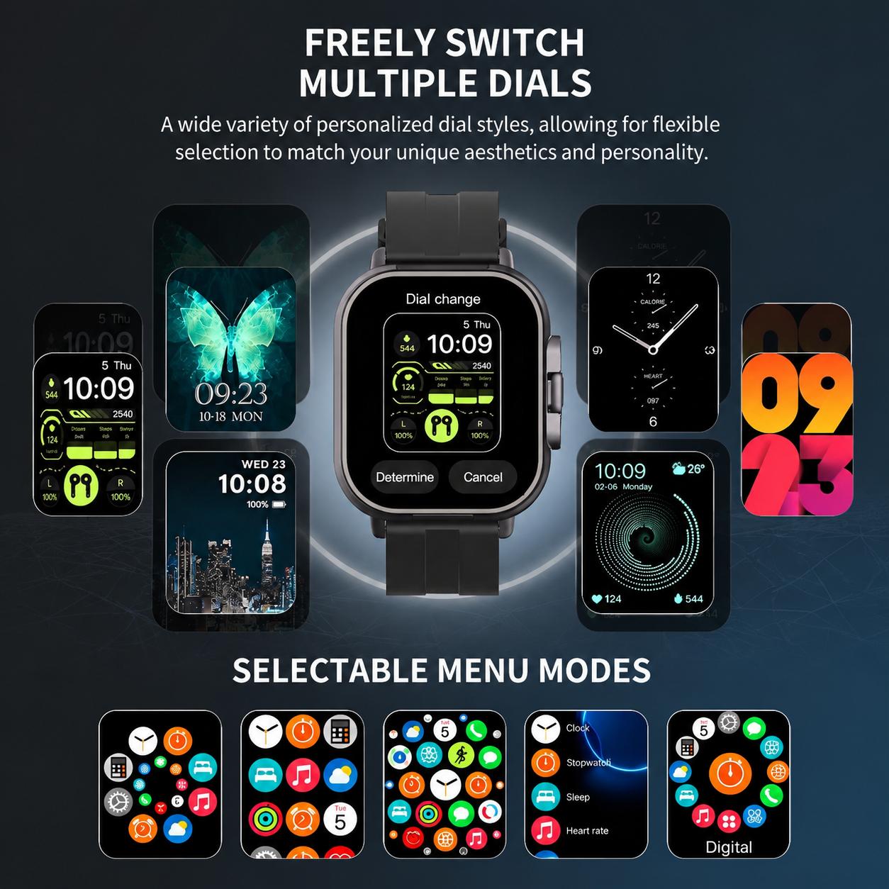 Sports Smartwatch with Built-in Earbuds, 2-in-1 Metal Wearable Fitness ...