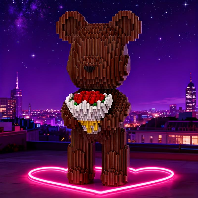 Bear Flower 3D Puzzle Building Blocks Decoration, Home Office Bookshelf ...