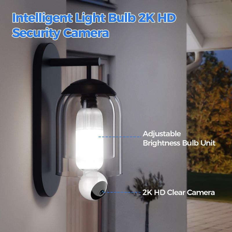 Intelligent Retractable Light Bulb 2K HD Security Camera with Dimmable ...