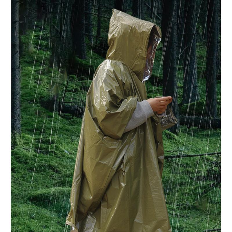 The outdoor portable multi-functional emergency survival raincoat is ...