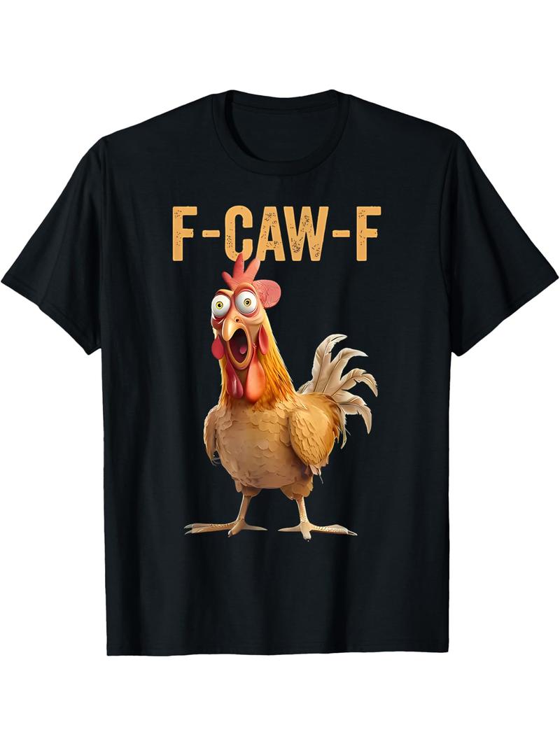 Humorous Rooster Print T-Shirt - Fun Casual Wear - TikTok Shop
