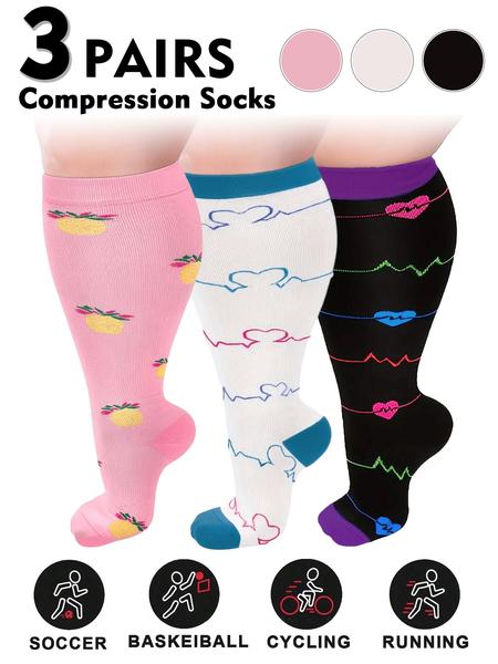 Plus Size Compression Socks for Men & Women, 20-30mmhg Wide Calf ...