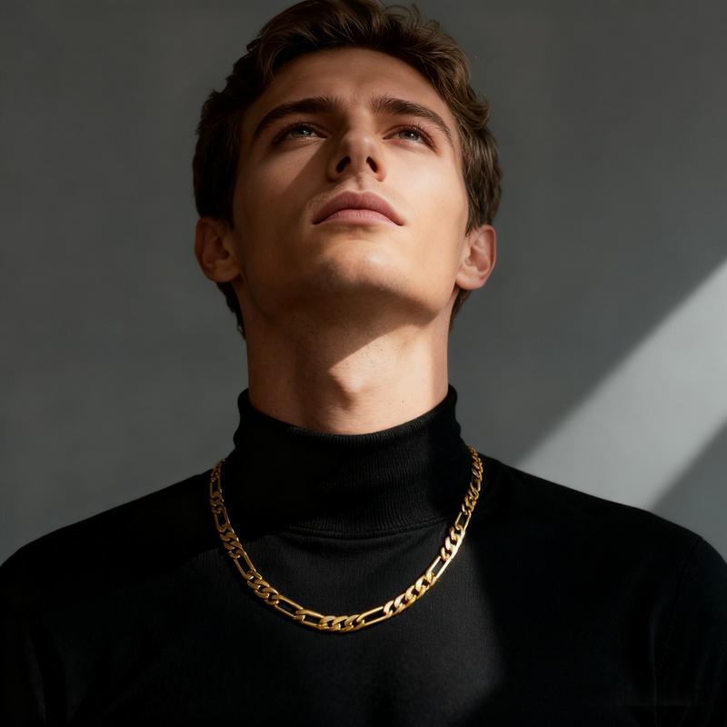 14K Real Gold-Plated Figaro Chain Necklace for Men – 2mm/10mm Wide, 24 ...