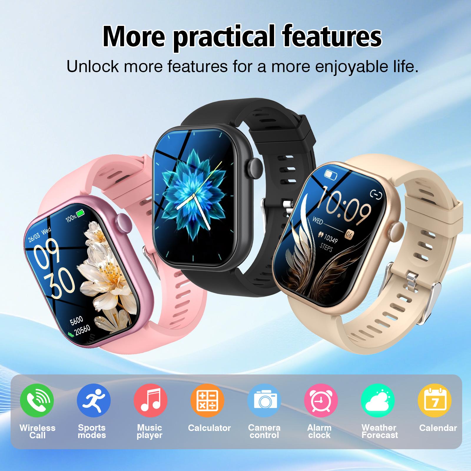 Men Women Wearable Unisex Smartwatch - Wireless Call & Message ...