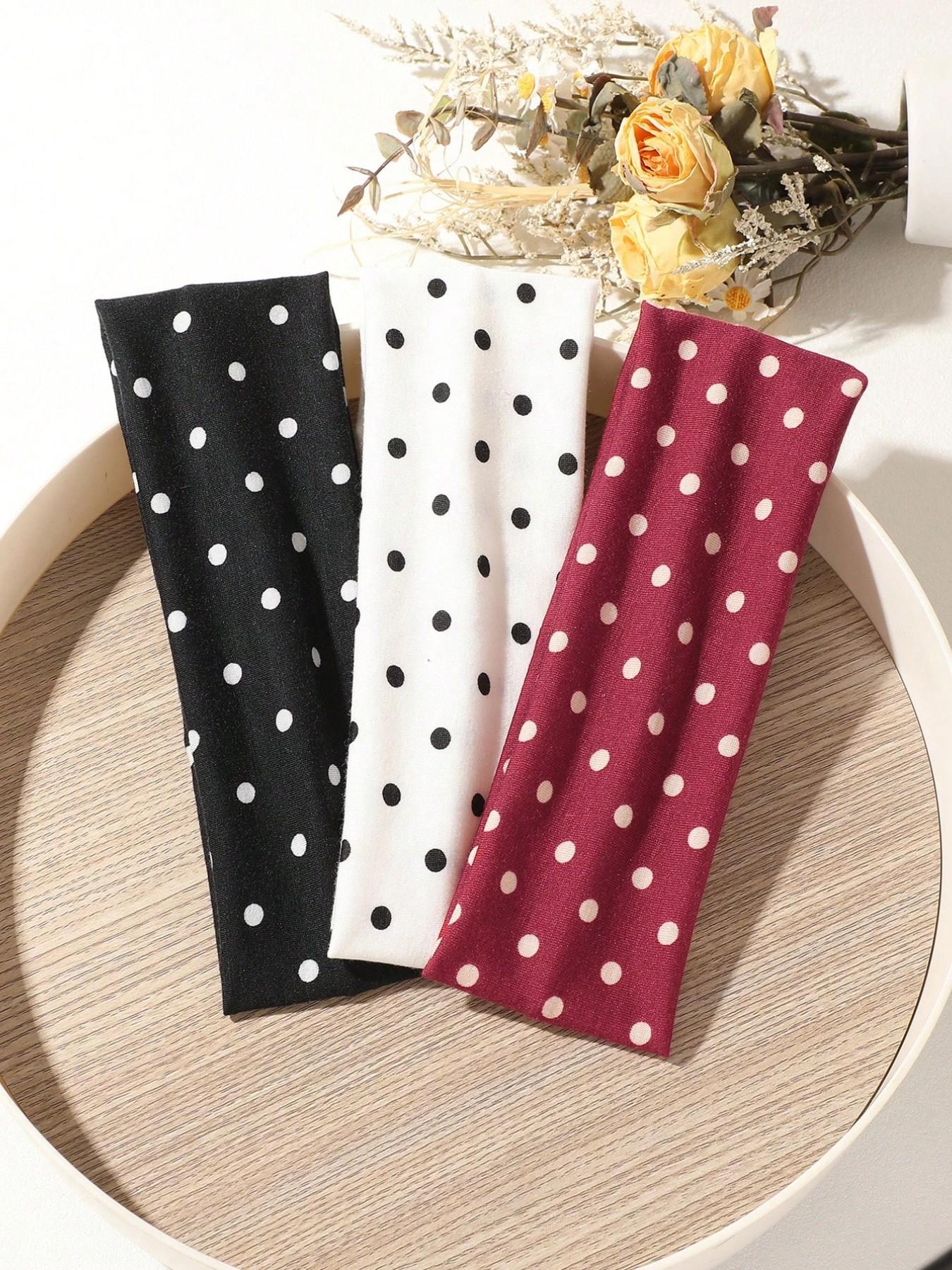 3 Pcs Retro Polka Dot Hairbands, Fashion Sports Headwear, Quick-Dry ...
