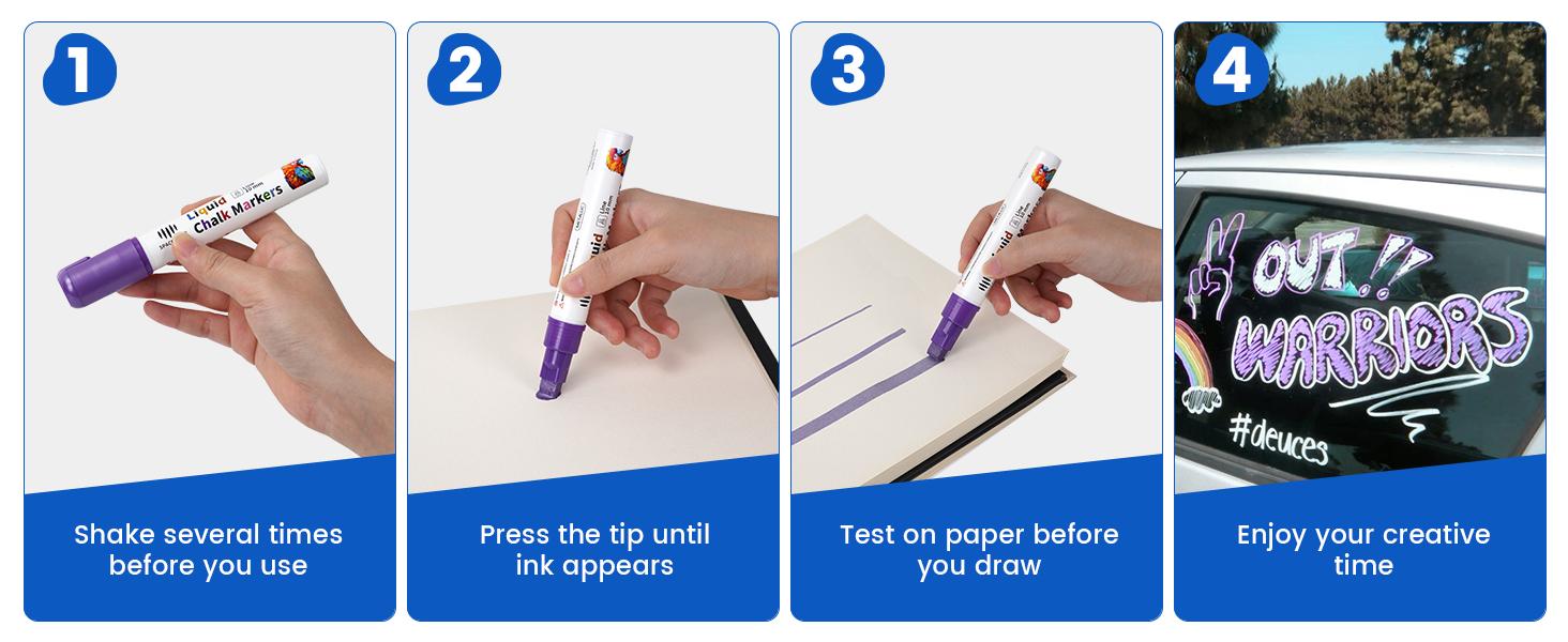 Metallic Liquid Chalk Markers 10MM Extra Large Erasable Pens for ...