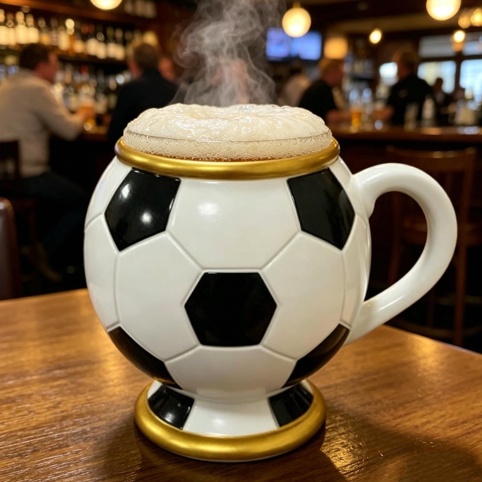 Soccer Mug with Handle, Creative Football Shaped Ceramic Coffee Cup ...