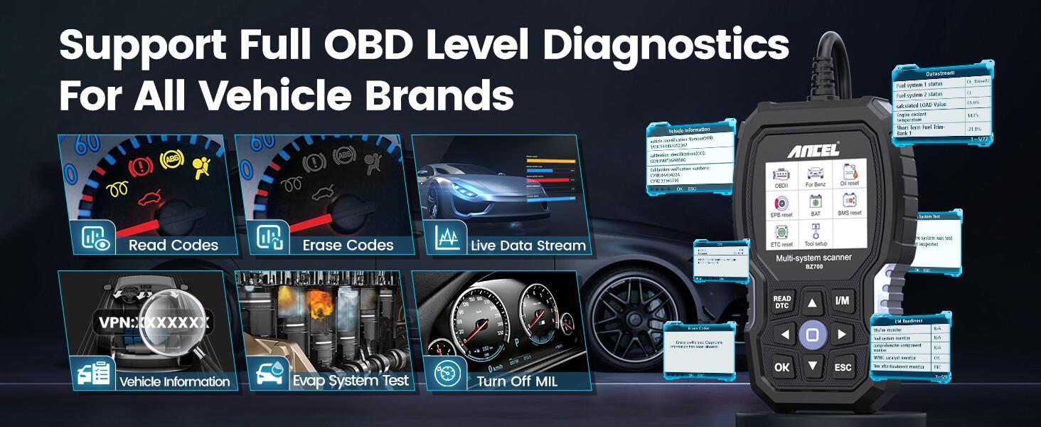 ANCEL BZ700 OBD2 Scanner for Mercedes Benz Sprinter Smart with EPB Oil ...