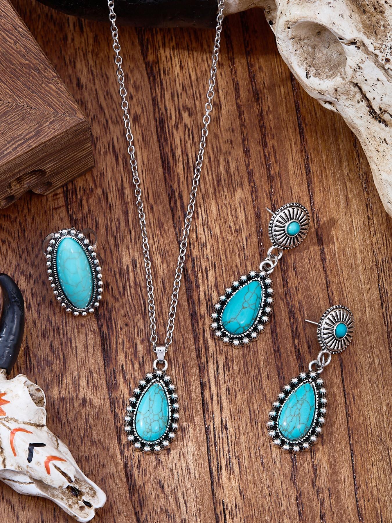 Vintage Western Cowboy Style Western Theme Tourmaline Teardrop Shape ...