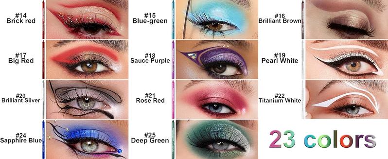 【Holiday Haul】15Colorful Eyeliner Pen Set, Colors Eye Shadow Pencil ...