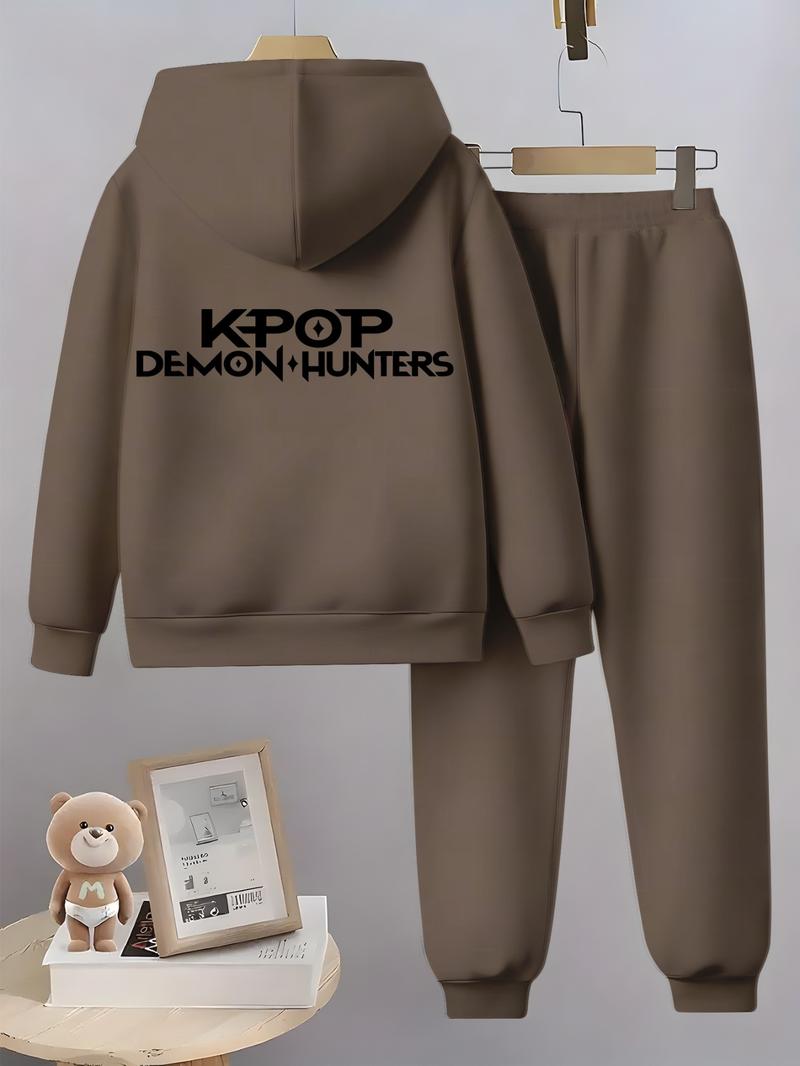 Kids' K-Pop Demon Hunter Hooded Sportswear Set, Fall & Winter Casual ...