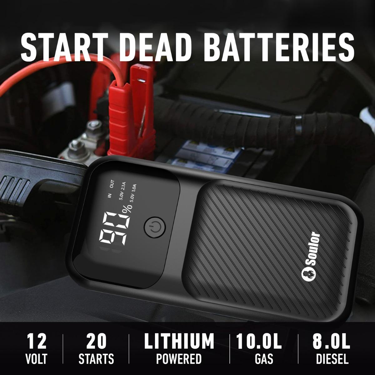 Soulor CY52 Portable 18000mAh Car Jump Starter Compact Lithium Battery ...
