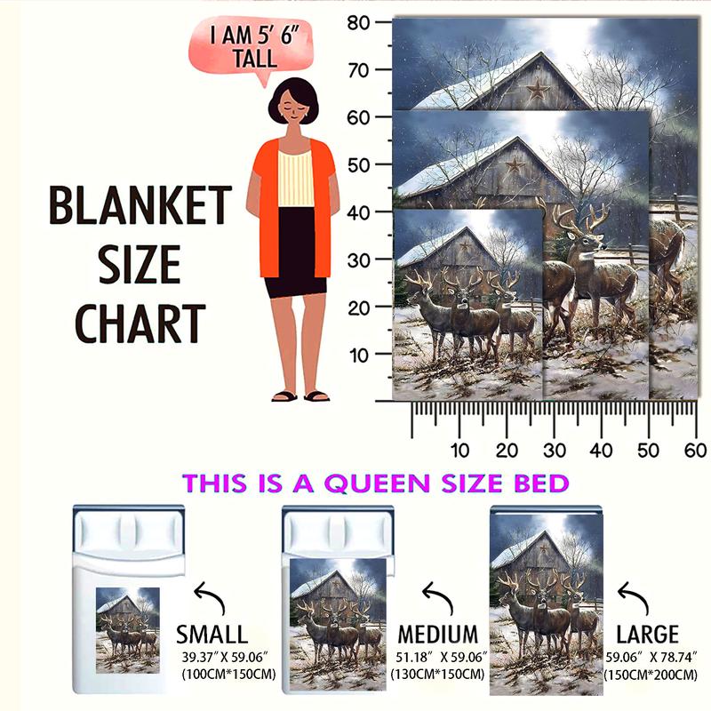 Deer Pattern Soft Blanket, 1 Count Animal Pattern Casual Throw Blanket ...