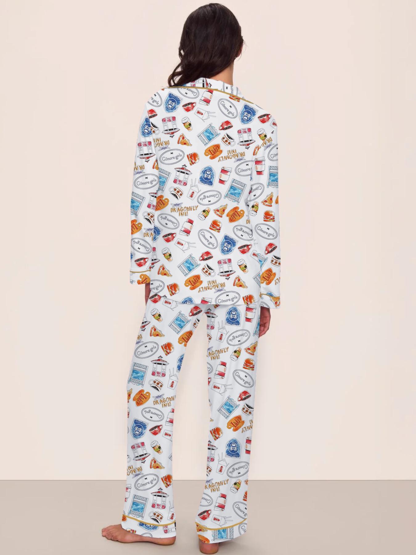 Gilmore Girls Matching Graphic Prints Pajamas Set， Women's Cozy Fleece ...
