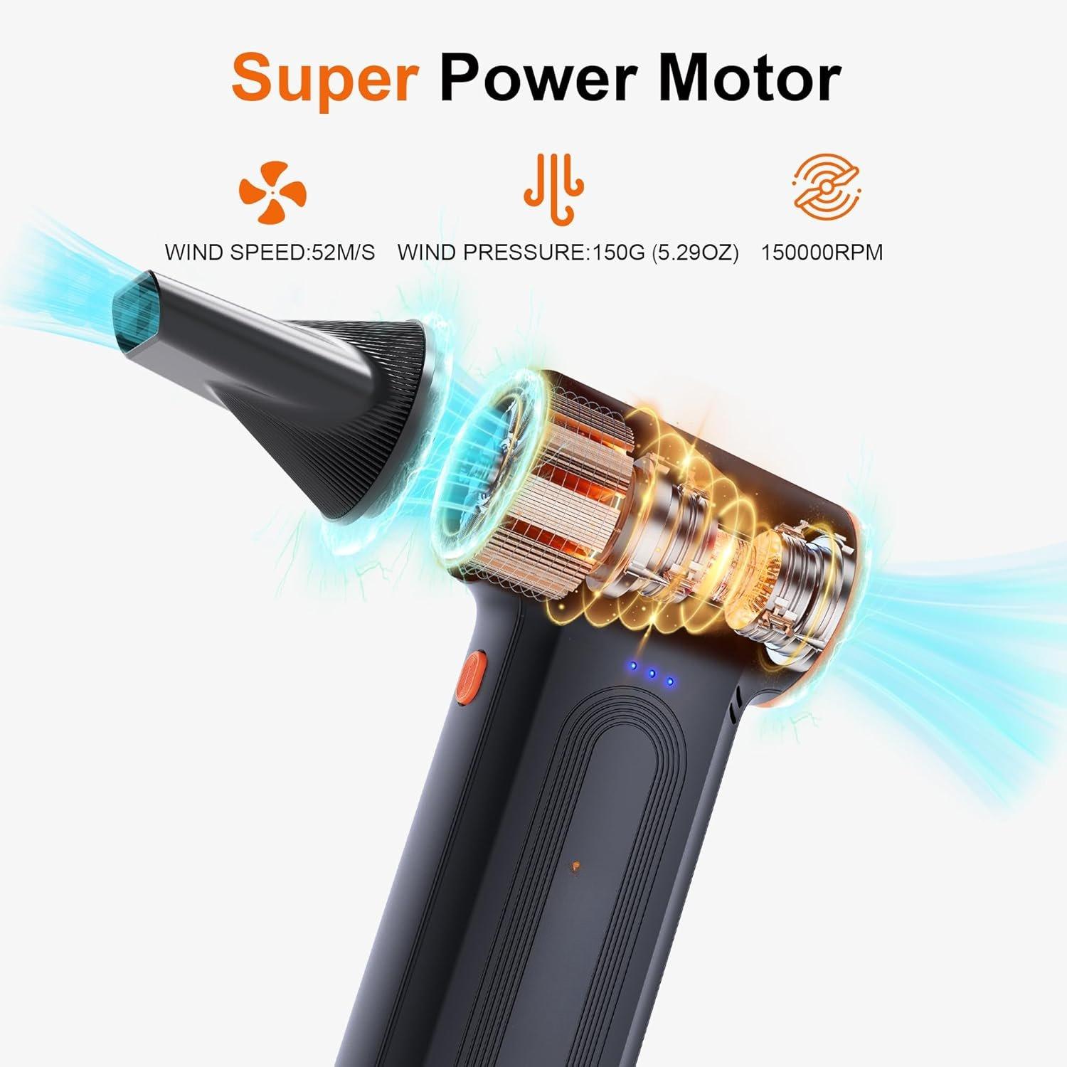 Duster-150000RPM Super Power Rechargeable Air Duster, 3-Gear Adjustable ...