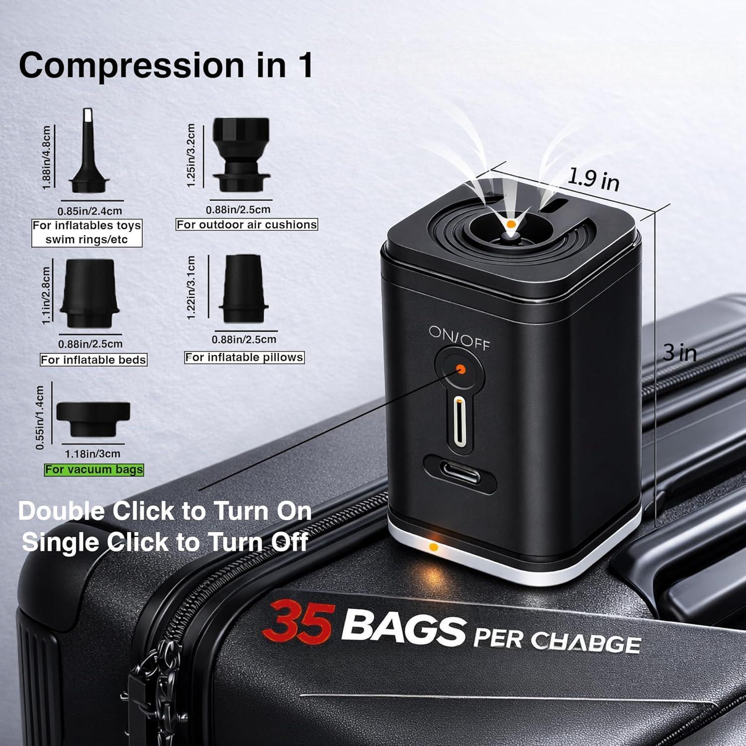 Travel Vacuum Storage Bags with Pump - Compression Luggage Packing ...
