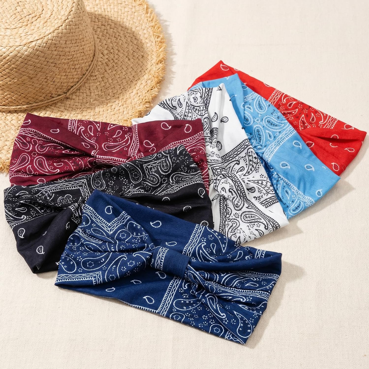6 Pack Wide Headbands for Women Knotted Bands Elastic Hair Wraps for ...
