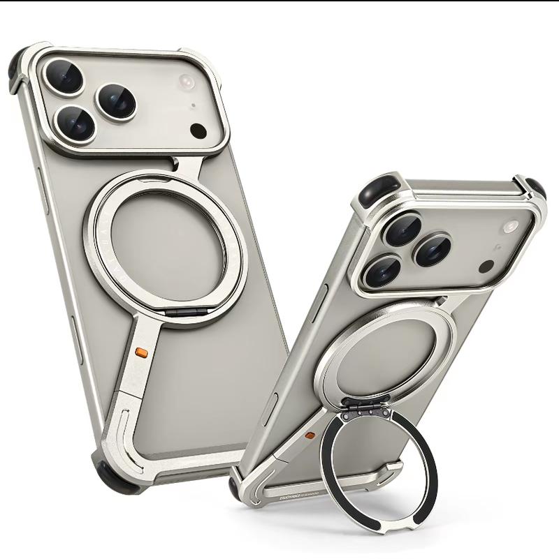Frameless Metal Phone Case for iPhone 17 Pro/Pro Max/17 Air with Stand ...