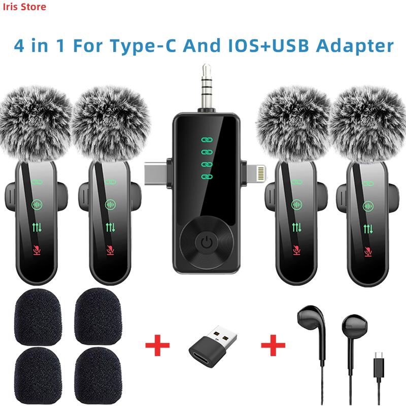 Pink 1 in 4 Lavalier Microphone Noise Cancelling Wireless Lavalier Mics ...