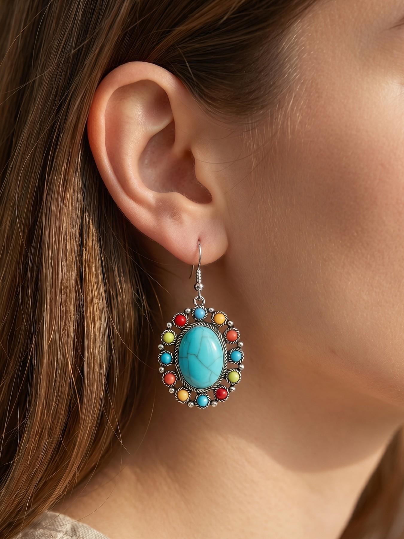 Bohemian Turquoise Trendy Vintage Jewelry Set, Colorful Beaded Women's ...