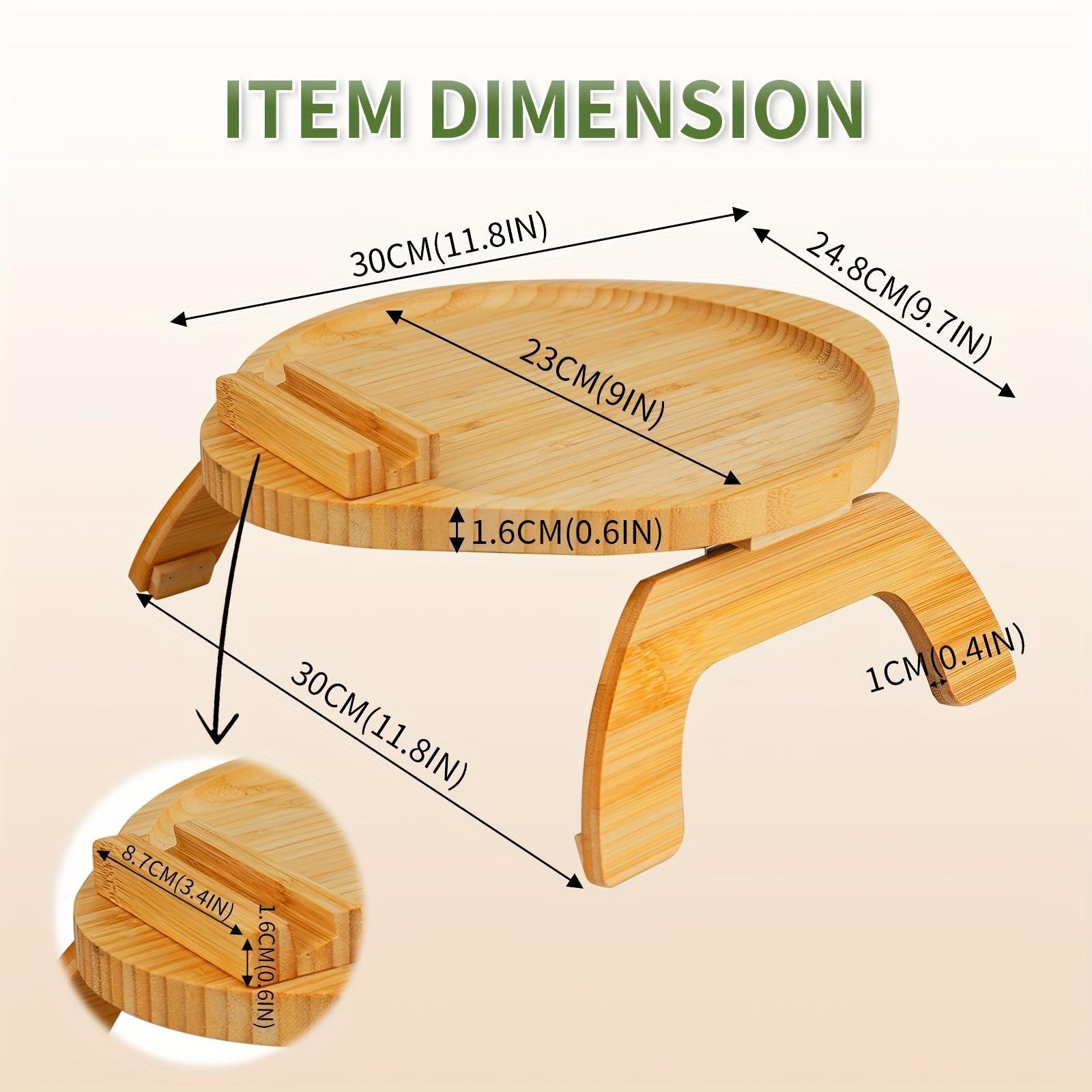 Bamboo Sofa Armrest Tray Table, Accent Table, 360° Phone Holder ...