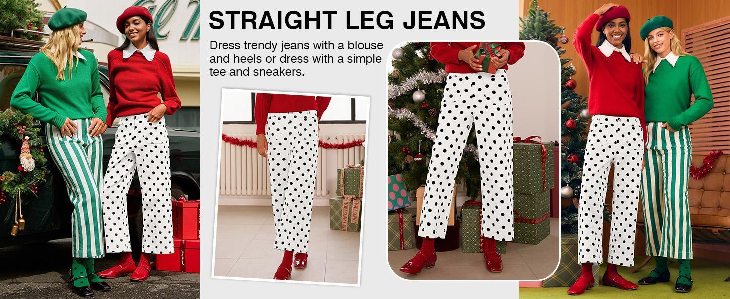 Cicy Bell Womens Cropped Striped Jeans Casual High Waisted Stretchy ...
