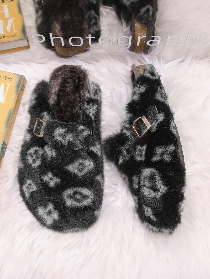 Winter Faux Fur Slippers for Women, Cozy Warm Non-Slip Outdoor Footwear ...