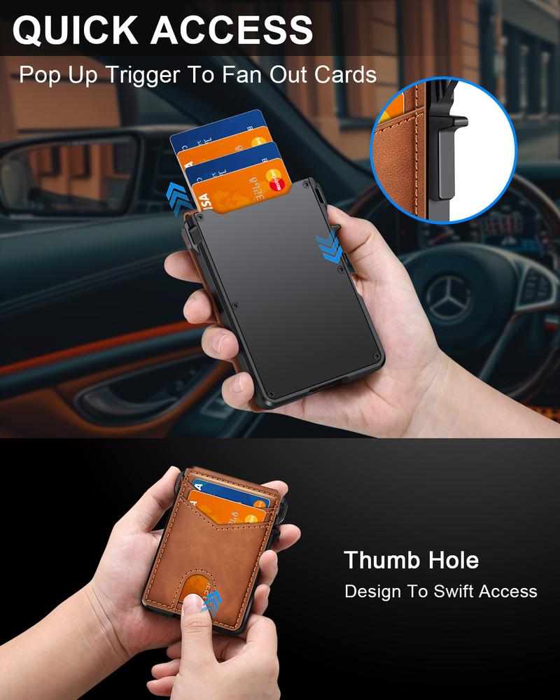 Men's Slim Minimalist Wallet with Money Clip - Holds 9-13 Cards, RFID ...