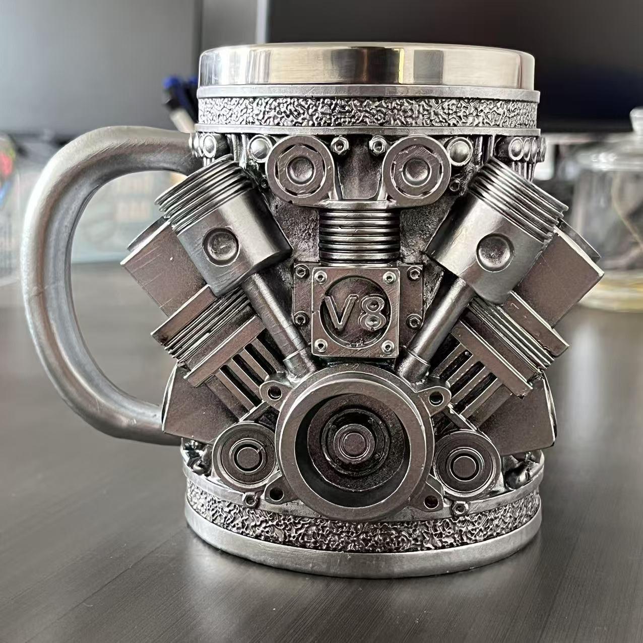 V6/V8 Engine Stainless Steel Coffee Mug - Creative Automobile Style ...