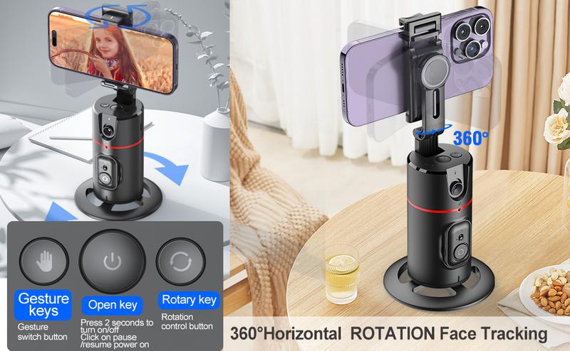Auto Face Tracking Tripod, VIPITH 360° Rotation Phone Camera Mount ...