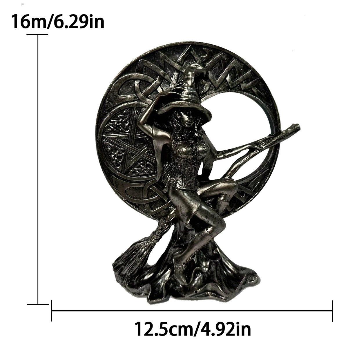 Creative Broom Moon Witch Resin Collectible Ornament, Vintage Home ...