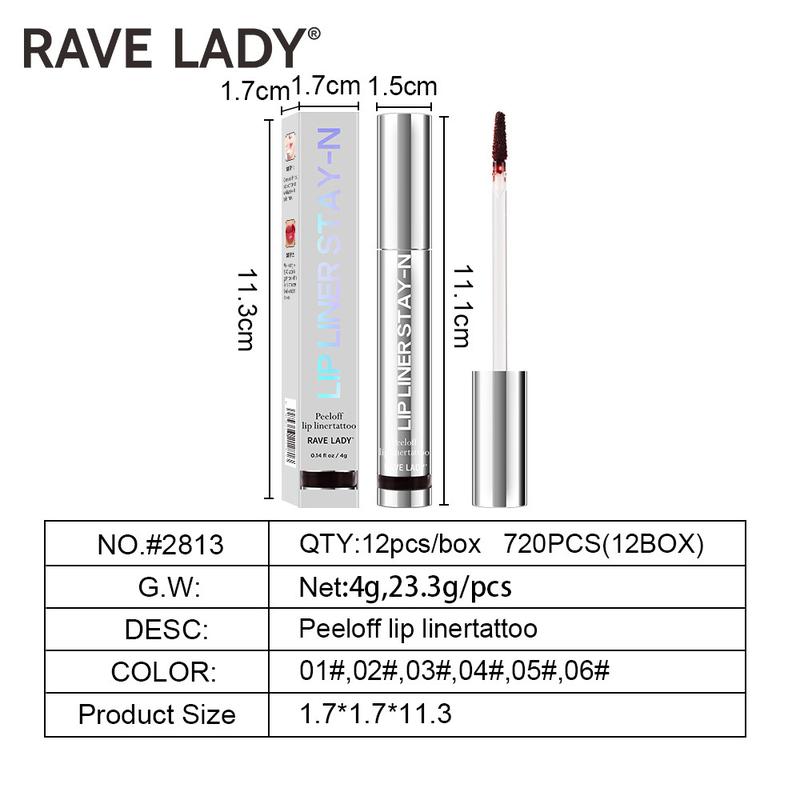 RAVE LADY Peel-Off Lip Liner Stain All-Day Wear Long-Lasting Formula ...