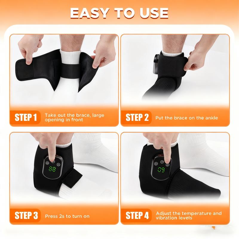 Cordless Ankle Massager with Heating Vibration, USB Rechargeable Heated ...