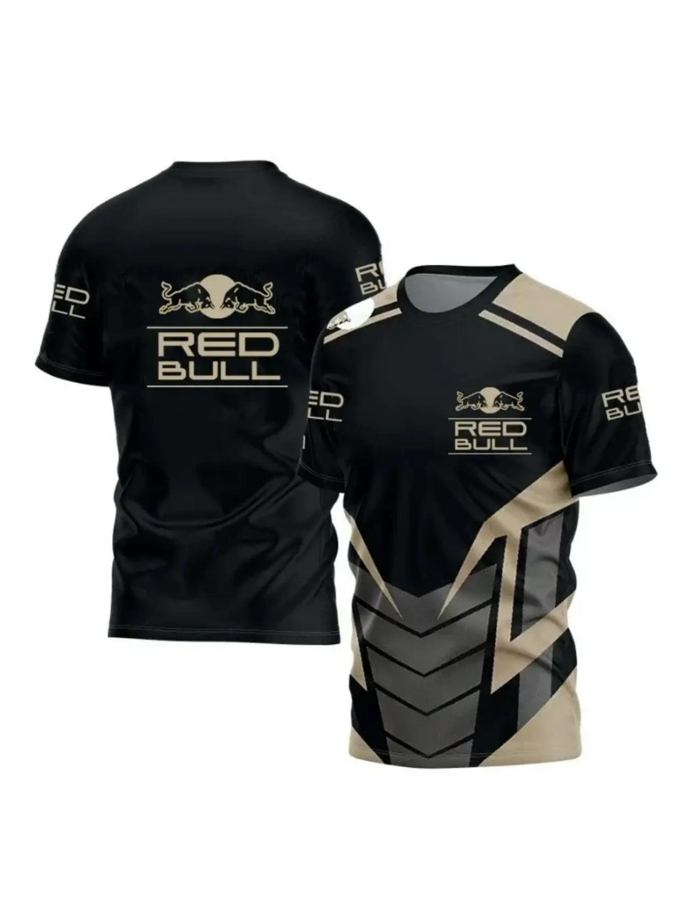 Popular Cool RED BULL Men's Motorcycle T-shirt 3D Printed Short Sleeved ...